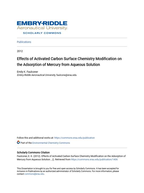 Effects Of Activated Carbon Surface Pdf Mercury Element Adsorption