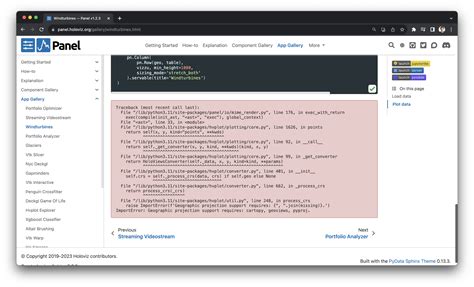 Pyodide Importerror On Windturbines Docs Page · Issue 5559 · Holoviz