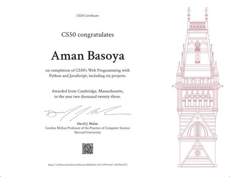 Aman Basoya On Linkedin All Right I Have Completed The Cs50web Course