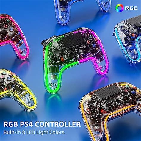 Honghao Controllers For Ps4 With Hall Triggers Vibration Programming 8 Rgb Led Lights Wireless