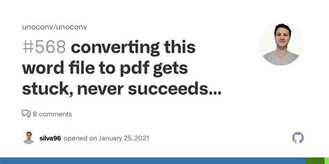 converting this word file to pdf gets stuck never succeeds on convert