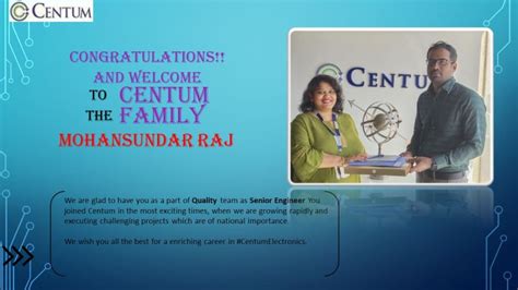 vidyashree hm on linkedin congratulations mohan sundar raj we heartfully welcome you to centum…