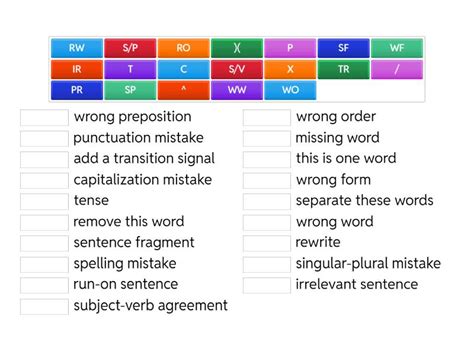 Correction Symbols Match Up