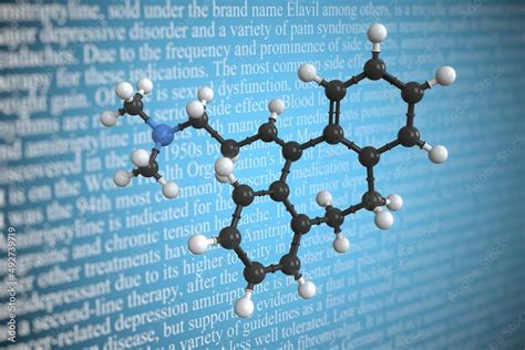 Molecular Model Of Amitriptyline 3d Rendering Stock Illustration