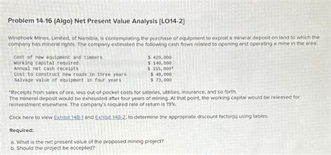 solved problem 14 16 algo net present value analysis
