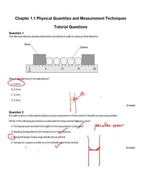 Tutorial Annotated 11 Physical Quantities And Measurement Techniques Pdf Force Volume