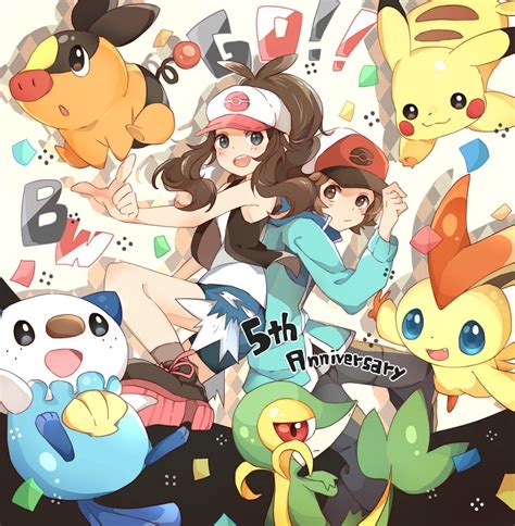 Pikachu Hilda Hilbert Oshawott Snivy And 2 More Pokemon And 1 More Drawn By Hiro
