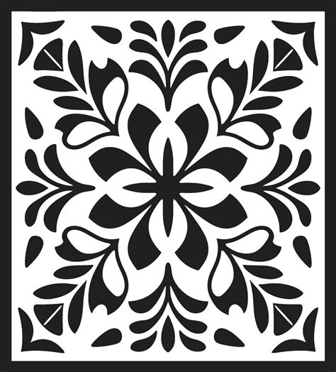 Tessellated Beauty Black Floral Tile Icon Structured Garden Vector Tile
