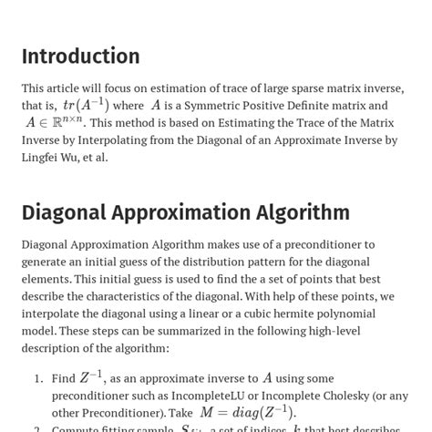 Jsoc19 Trace Of Matrix Inverse Nextjournal