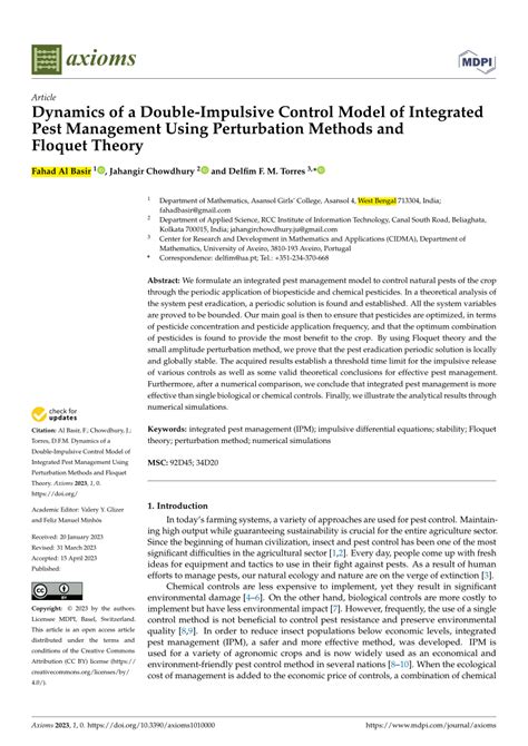 Pdf Dynamics Of A Double Impulsive Control Model Of Integrated Pest