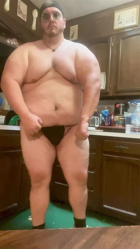 Gargantuan Muscle Chub Bear Daddy Bubba Burly Chub Poses Post Workout Pumps Out A Cannikin Of
