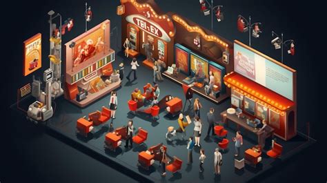 Premium Vector A Cartoon Illustration Of A Store With People Walking