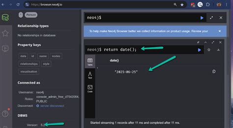 Neo4j Browser Doest Appear To Support Functions Like Date Yet They