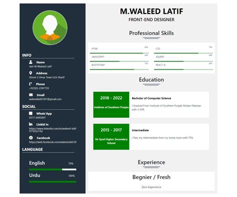 Muhammad Waleed On Linkedin Cv Cv Resume Html