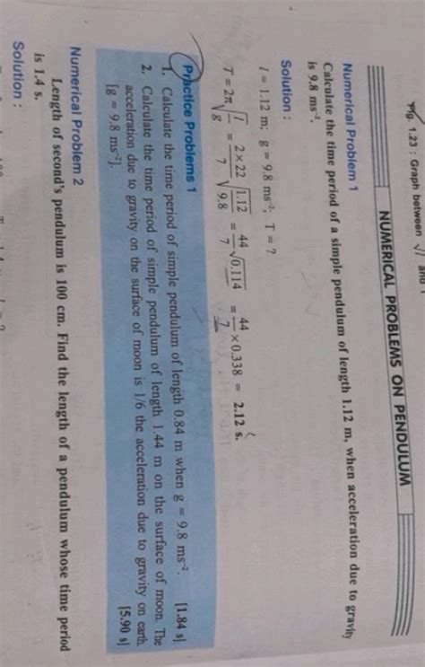 Numerical Problems On Pendulumcalculate The Time Period Of A Simple Pend