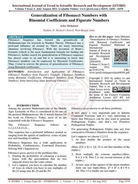 Generalization Of Fibonacci Numbers With Binomial Coefficients And Figurate Numbers Pdf