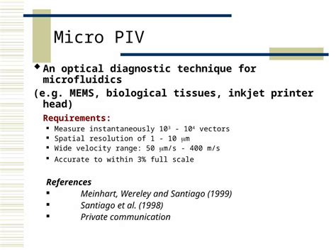 Ppt Micro Piv An Optical Diagnostic Technique For Microfluidics E G Mems Biological Tissues