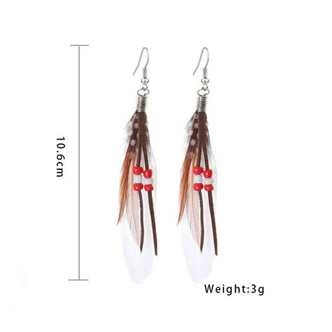 Badu Bg Дамски обеци с изкуствени пера Boho Ръчно изработени ултра леки ресни с пискюли от