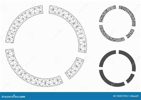 Round Diagram Vector Mesh Wire Frame Model And Triangle Mosaic Icon Stock Vector Illustration