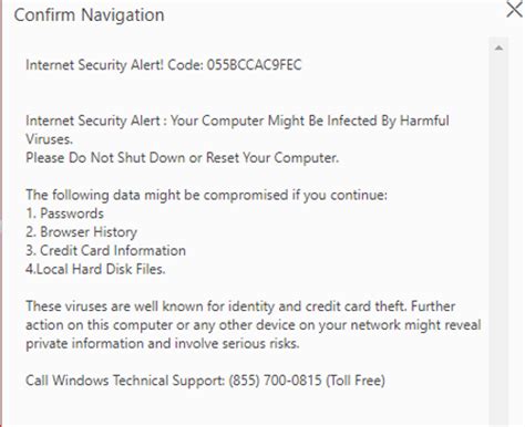 Remove Internet Security Alert Code BCCAC FEC Pop Ups