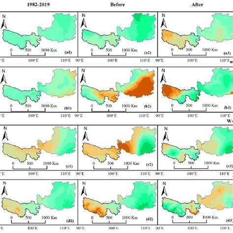 Spatial Patterns Of The Trends In Annual Mean Climatic Variables Tmp