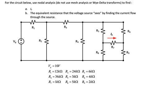 solved for the circuit below use nodal analysis do not use