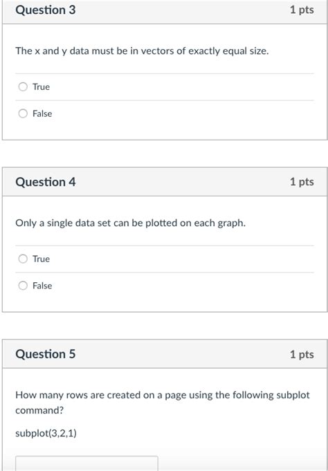 Solved Question 3 1 Pts The X And Y Data Must Be In Vectors