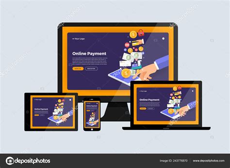 Flat Design Concept Responsive Web Design Development Mockup Layout Devices Stock Vector By