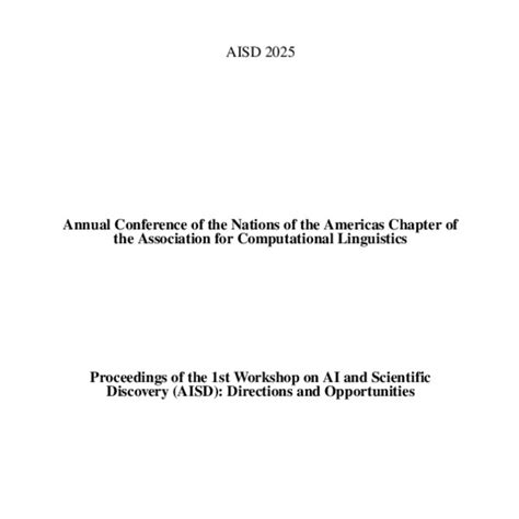 Proceedings Of The 1st Workshop On Ai And Scientific Discovery