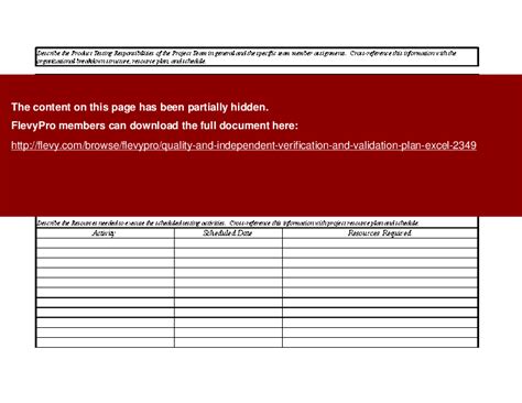 Quality And Independent Verification And Validation Plan Excel Template Excel Xls
