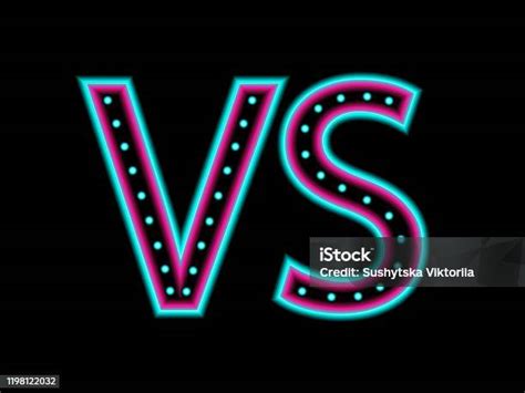 블루 네온 대 로고 Vs 벡터 문자 그림 경쟁 아이콘 Ggame 개념 경쟁 Vs 스포츠와 싸움 경쟁에 대 한 편지 Championship에 대한 스톡 벡터 아트 및 기타