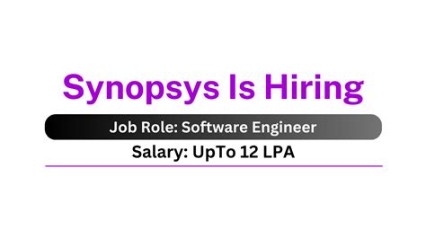 Synopsys Job Work From Office Job Software Engineer Job Urgent Hiring Freshers Can Apply