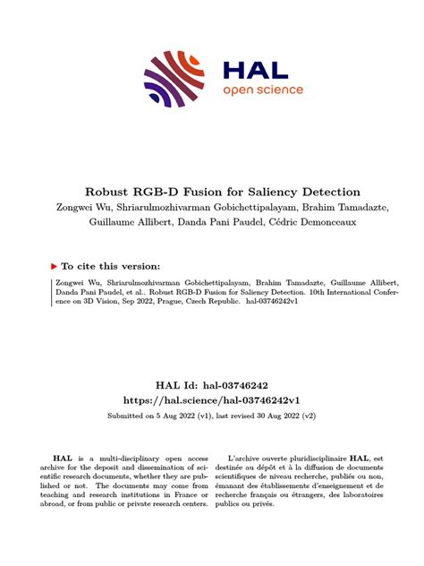 3dv2022 Robust Rgb D Fusion For Saliency Detection Pdf Attention