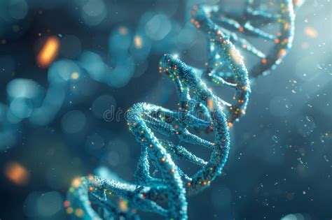 Electric Blue Dna Helix In A Glowing Network Of Connections Portraying