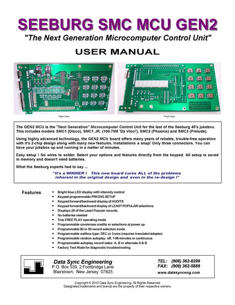 Gen2mcu Sample Mcu Data Sync Engineering P Box 539 2 Footbridge