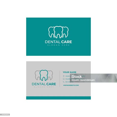 명함 서식 파일 디자인입니다 치과 디자인 서식 파일입니다 크리에이 티브 기호입니다 치과 병원 로고 치아 추상적인 디자인 벡터의 템플릿 선형 스타일 로고에 대한 스톡 벡터
