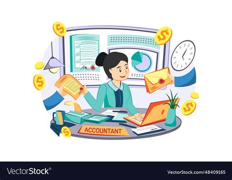 Female Accountant Royalty Free Vector Image Vectorstock
