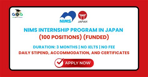 Fully Funded Nims Internship 2025 In Japan 100 Positions Open To