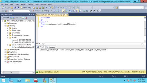 Sql Server My Query Sys Database Audit Specification Does T Send Back Any Record Stack Overflow