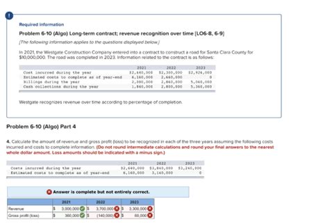 required information problem 6 10 algo long term contract revenue