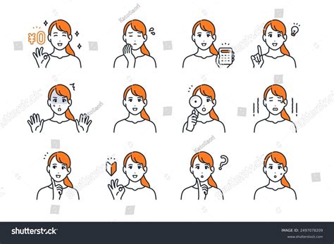 Clip Art Set Variation Young Womans Stock Vector Royalty Free