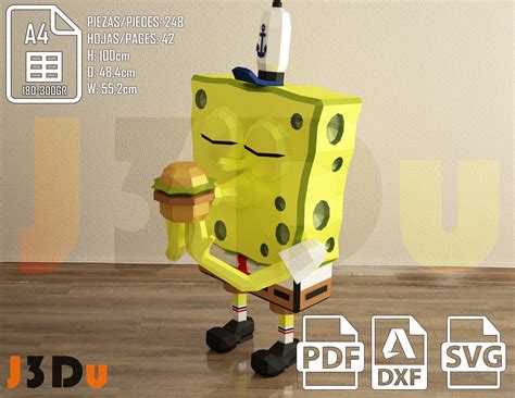 Spongebob Squarepants Papercraft Pdf Template For Office Room Decor Diy T For Friends