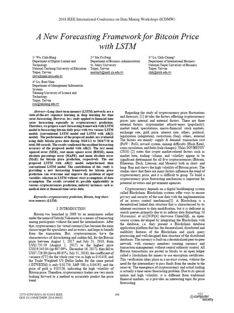 A New Forecasting Framework For Bitcoin Price Pdf