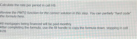 Solved Calculate The Rate Per Period In Cell H Review The Chegg