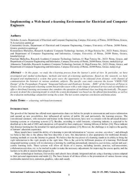 Pdf Implementing A Web Based E Learning Environment For Electrical And Computer Engineers