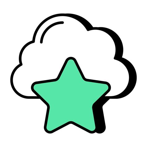 Conceptual Flat Design Icon Of Starred Cloud 25838442 Vector Art At