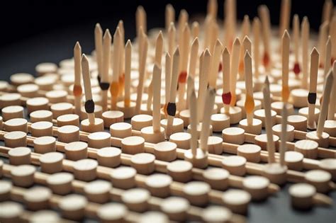 Premium Photo View Of Matchsticks With Geometric Shapes