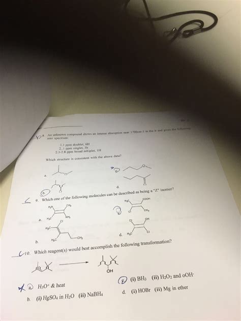 Solved An Unknown Compound Shows An Intense Absorption Near Chegg