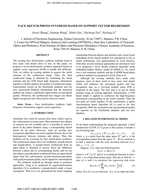 pdf face sketch photo synthesis based on support vector regression