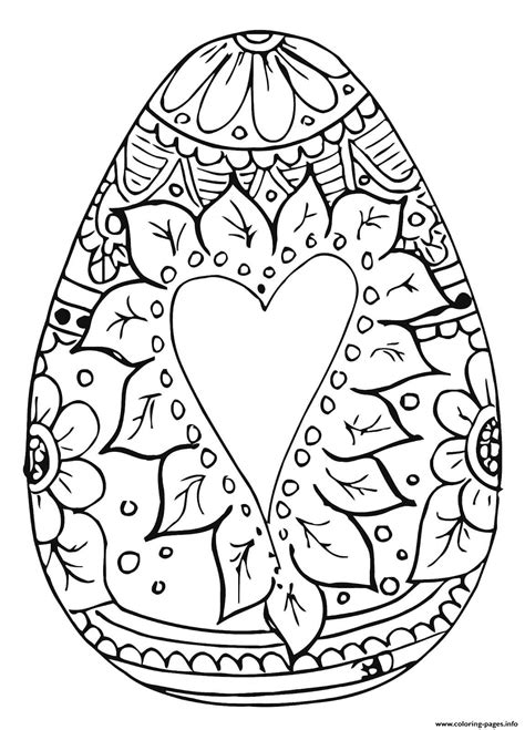 Easter Egg With Heart For Adult Coloring Page Printable